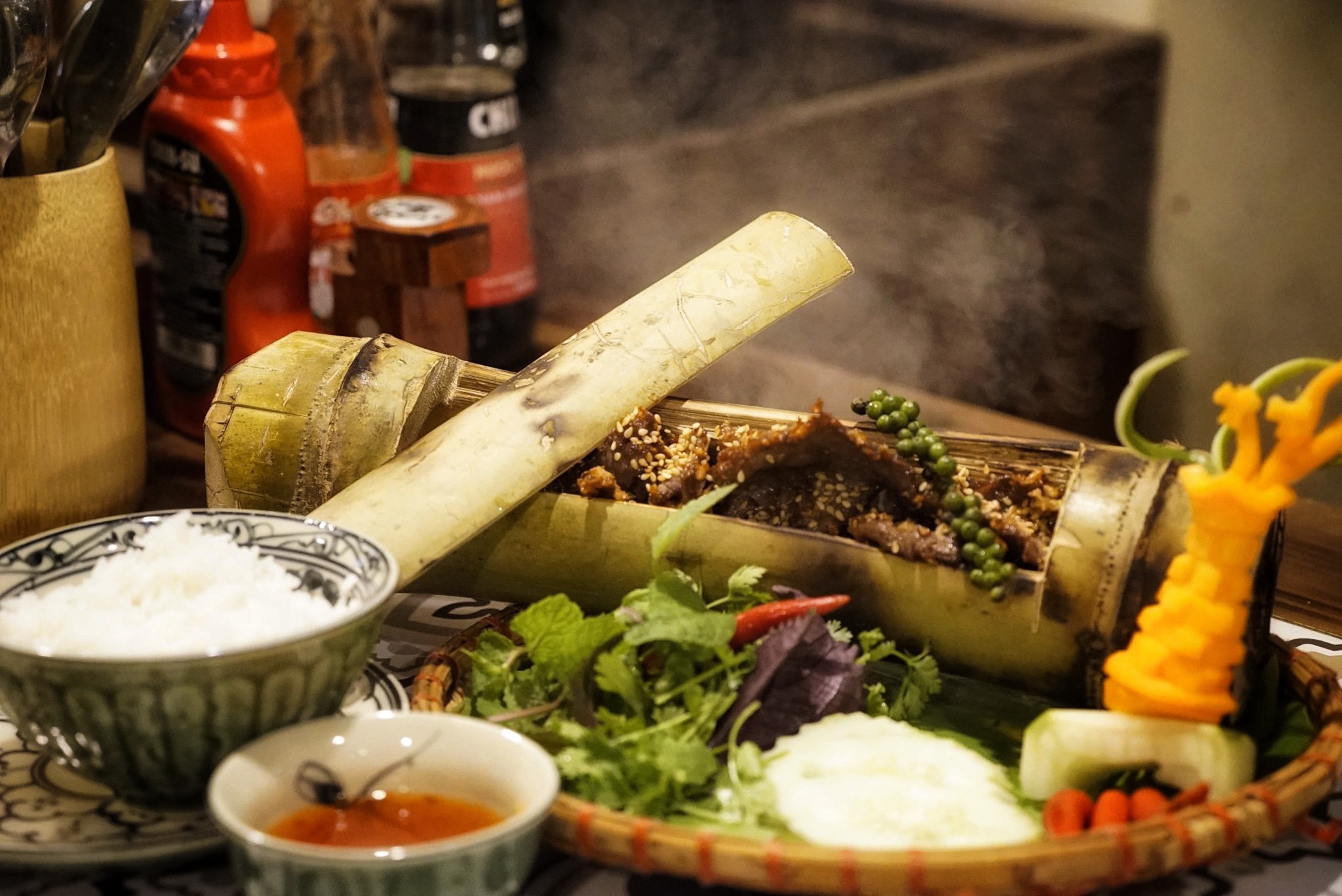 Bamboo Tube Grilled Meat - MẸT Vietnamese restaurant & Vegetarian Food