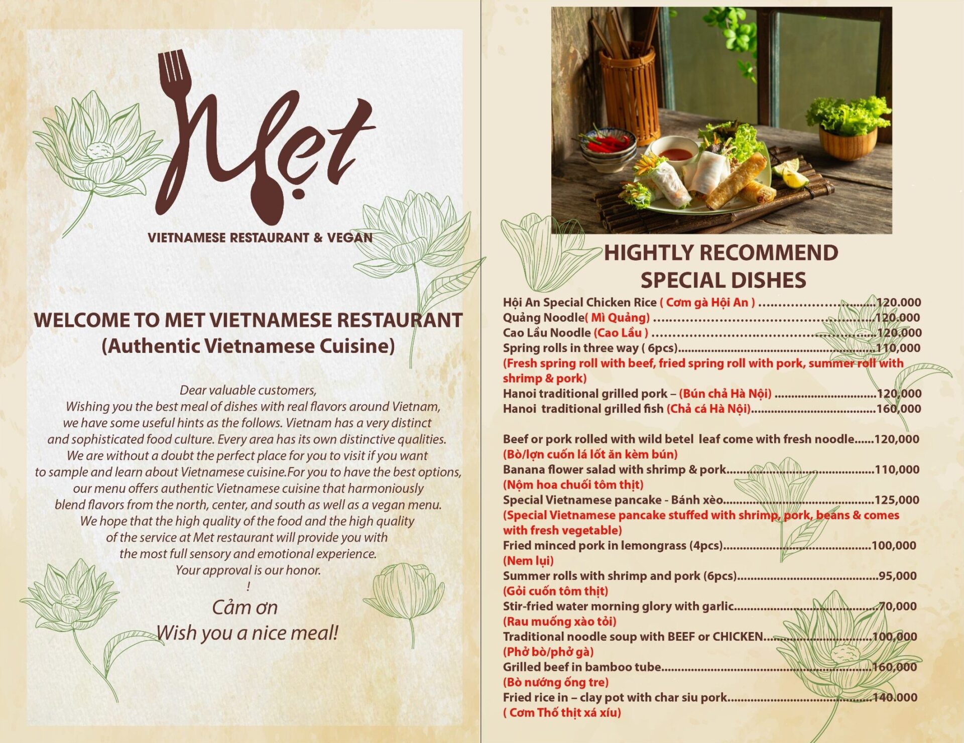 Our Menu - MẸT Vietnamese restaurant & Vegetarian Food